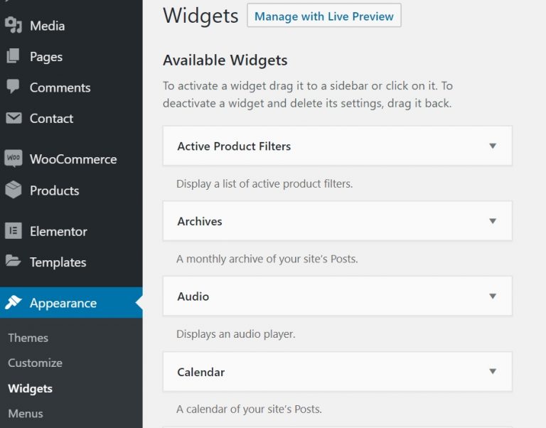 Widget Management - BoostifyThemes