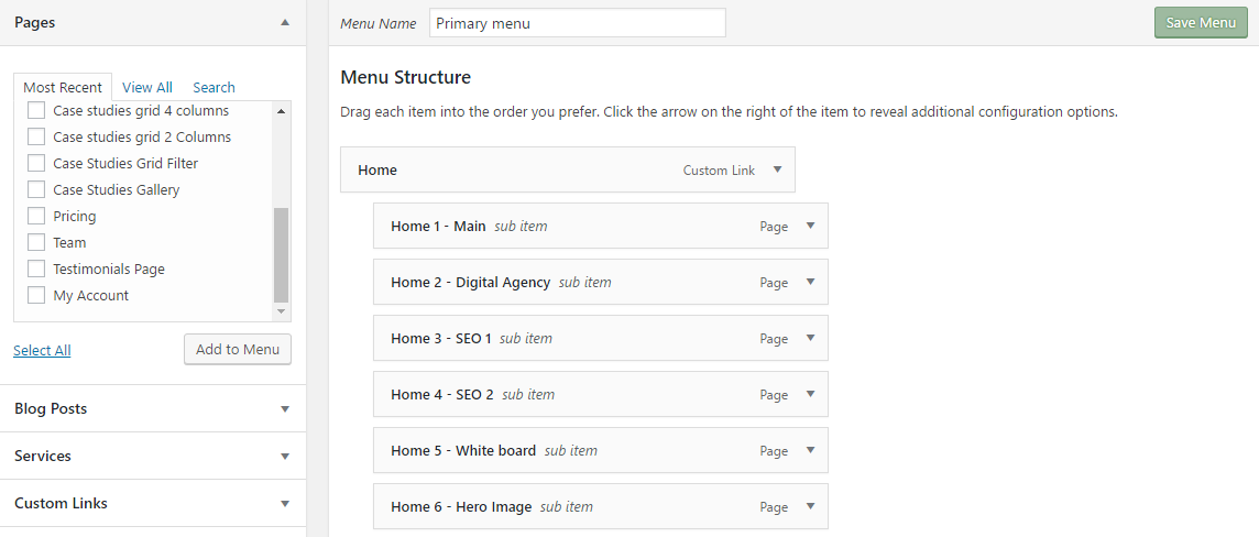 Menu Management - JOST - Jost Theme