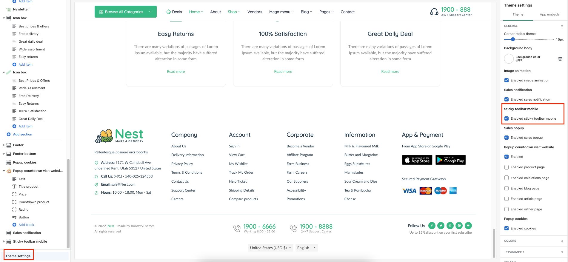 11. Sticky toolbar mobile - Theme Settings - Nest Theme