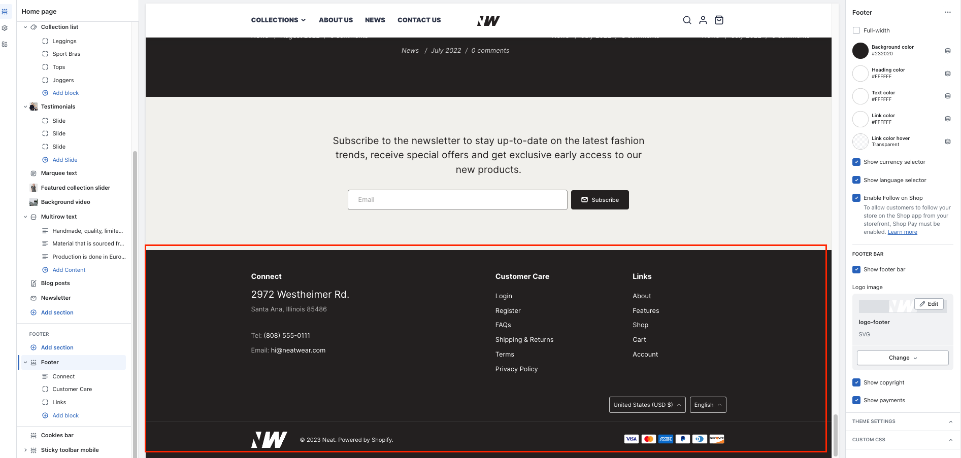 Footer - Sections - Neat Theme