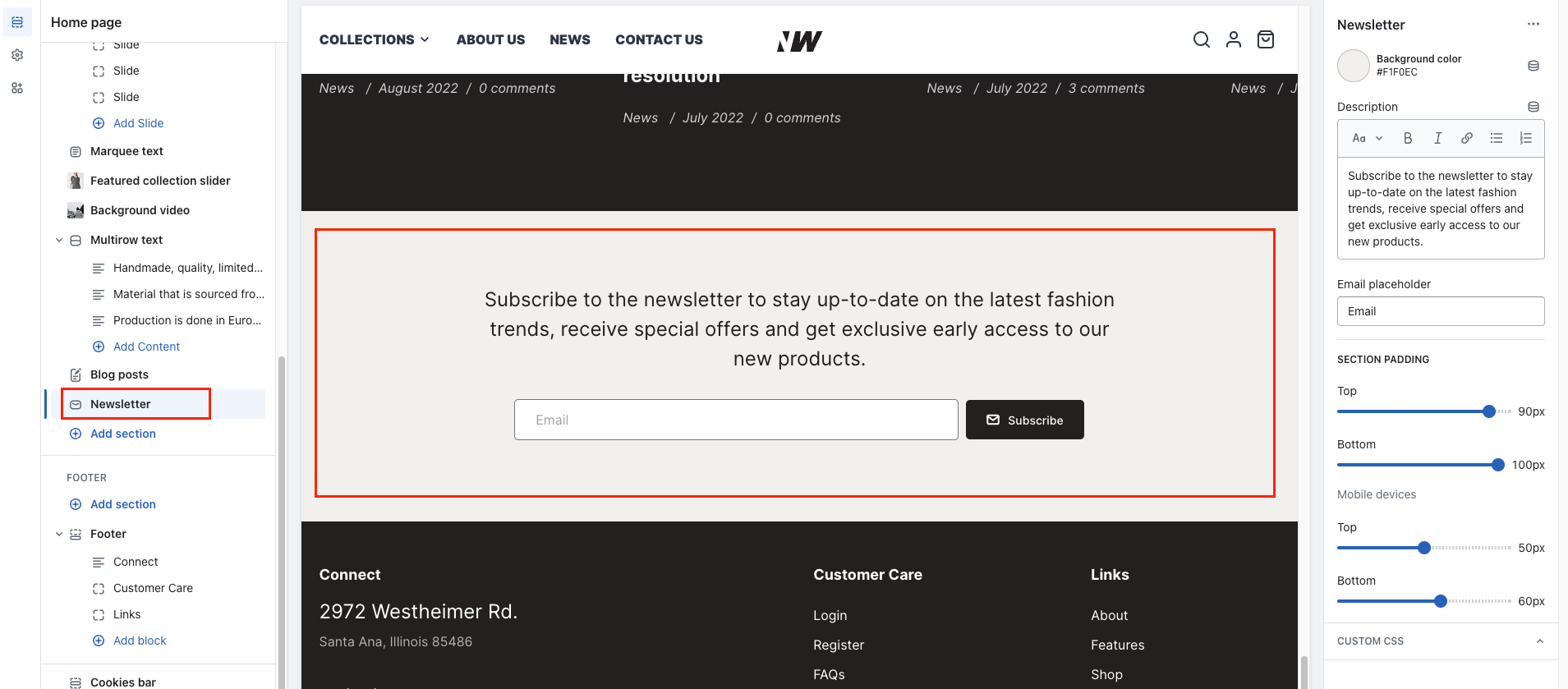 Newsletter - Sections - Neat Theme
