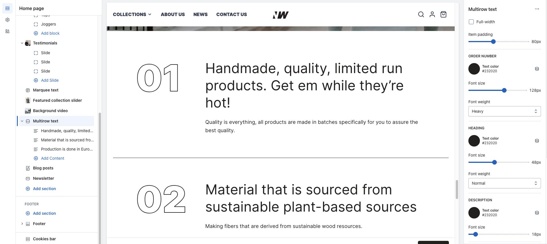 Multirow text - Sections - Neat Theme