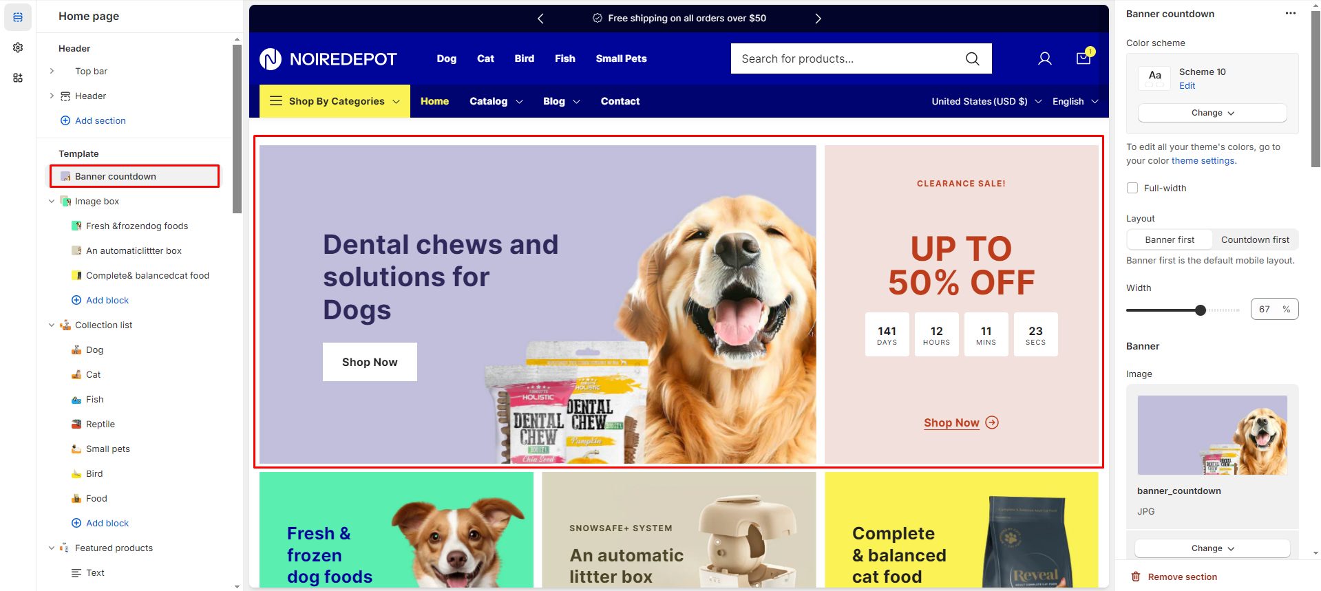 Banner countdown - Sections - Noire Theme