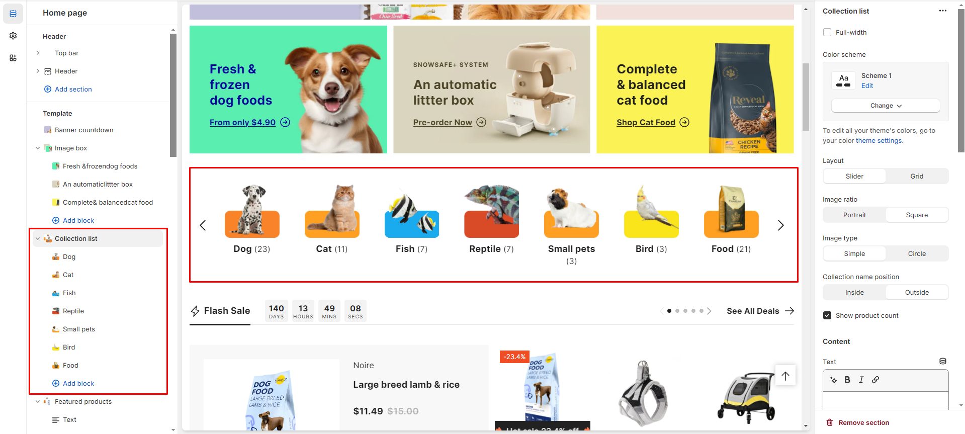 Collection list - Sections - Noire Theme