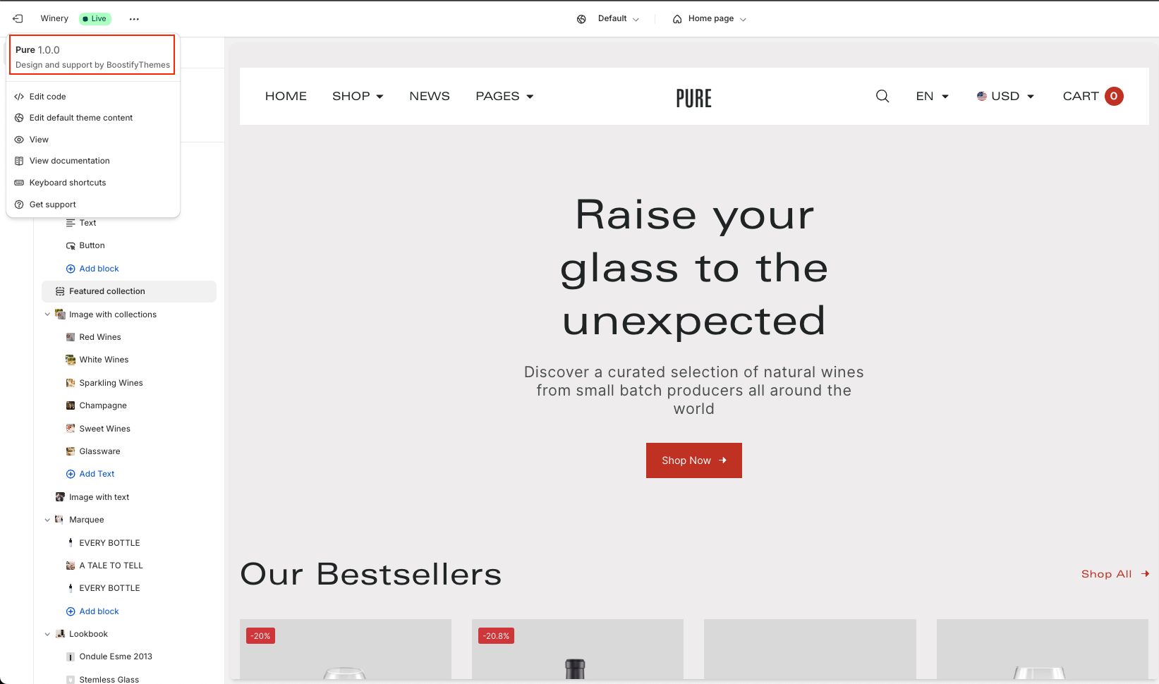 What version do I have? - General settings - Pure Theme