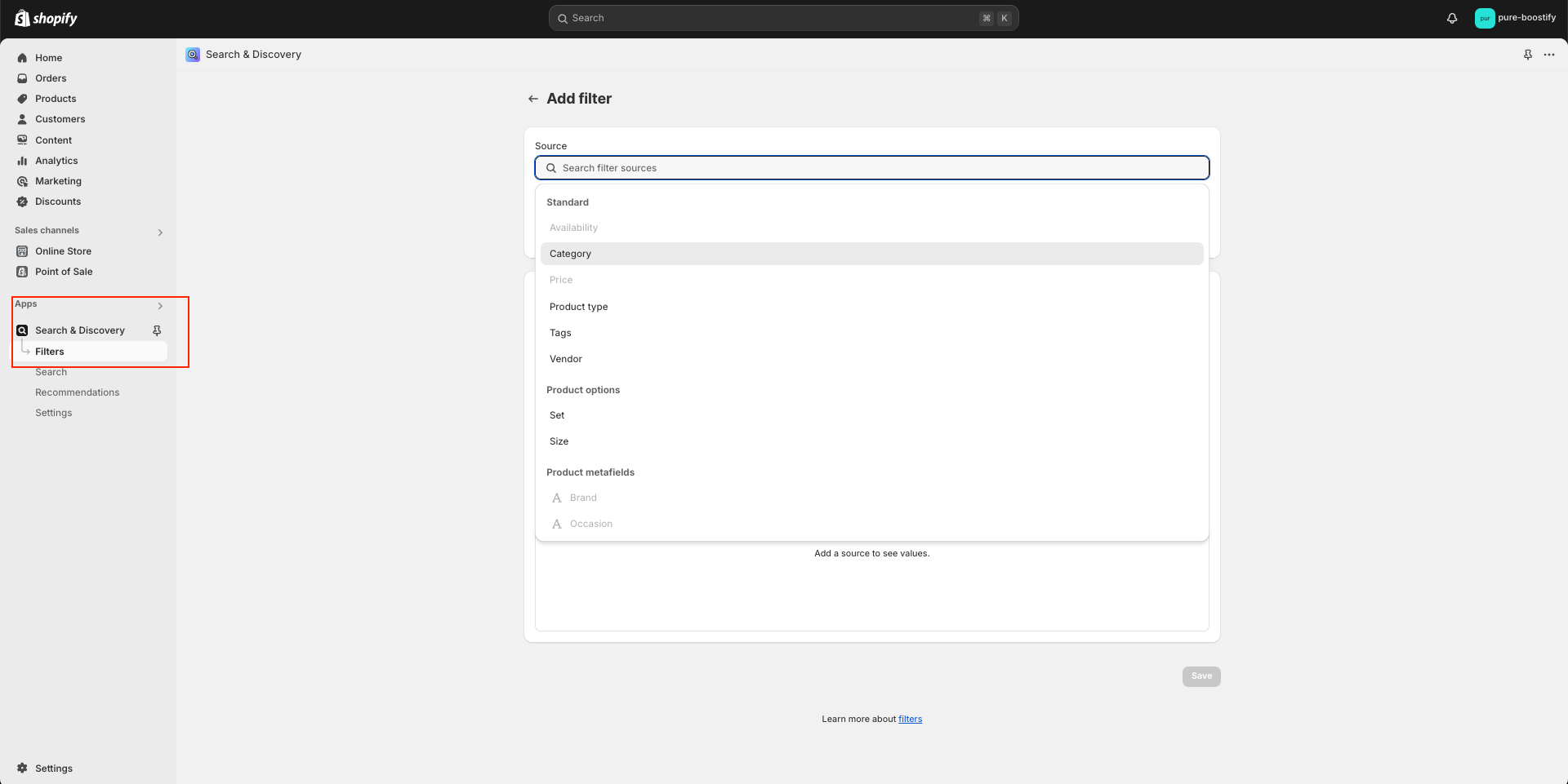 How can I enable product filtering? - Advanced settings - Pure Theme