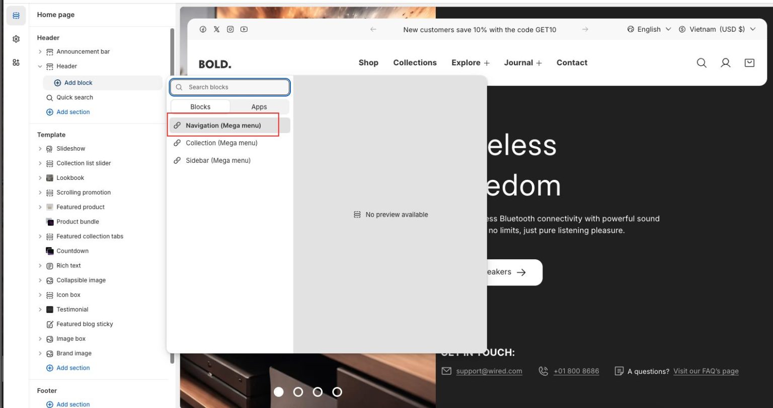 How to set up Mega menu - Advanced settings
