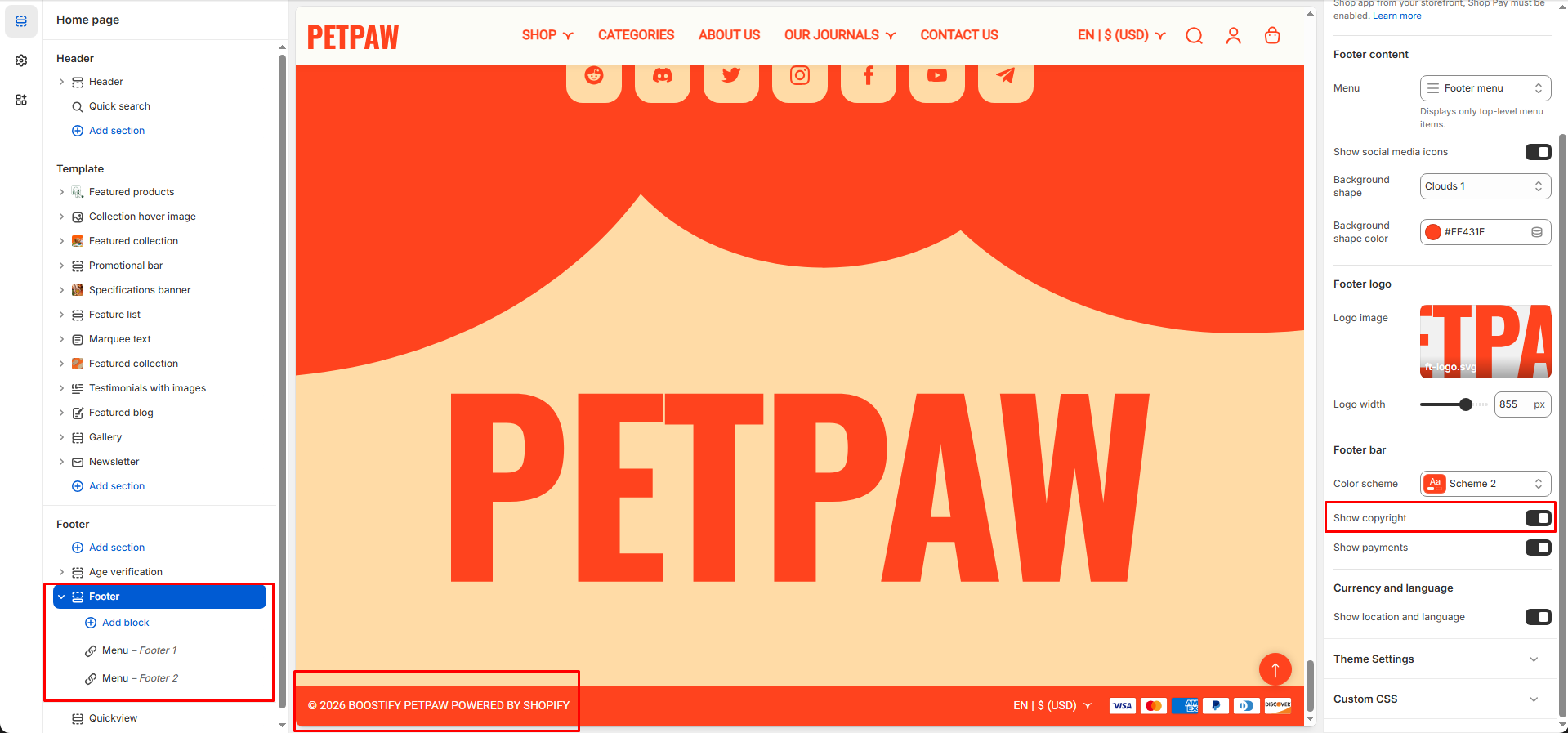 How do I remove "powered by Shopify" from the footer? - General settings