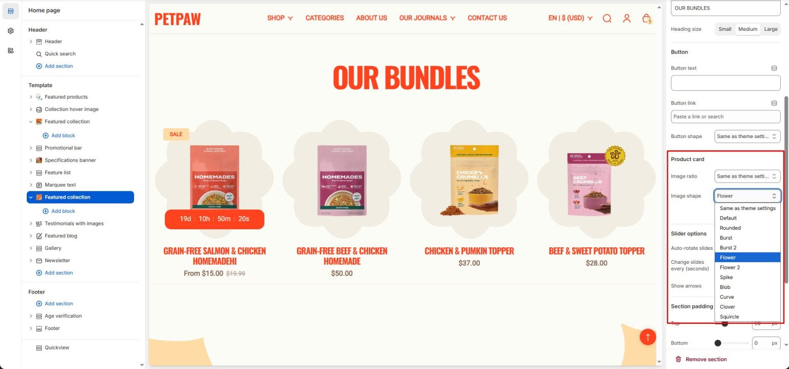 How can I set the image style for my product cards? - General settings